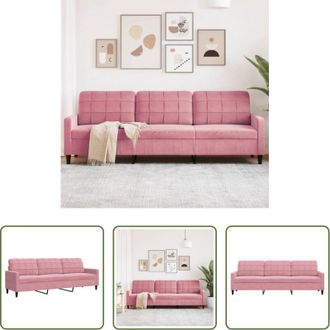 vidaXL Rosa Sofa - 3-Sitzer-Sofa Rosa 210 cm Samt