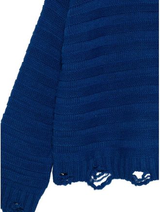 Maison Margiela Distressed Ribbed Knit Sweater - Blue