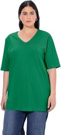 Ulla Popken Basic Shirt, V-Ausschnitt, Relaxed, Halbarm Chemise, Smaragdgr&uuml;n, 68-70 Femme