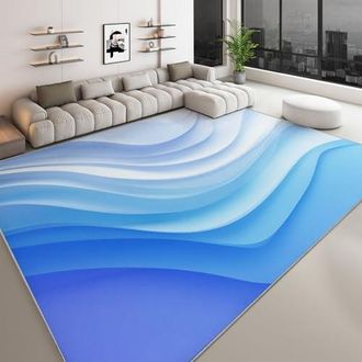 Generic Tapis Imprim&eacute; Antid&eacute;rapant 120 x 170 cm, Tapis Moderne Abstrait G&eacute;om&eacute;trique Vagues pour Adolescent Gar&ccedil;on Fille Adulte - Paillasson pour Salon Chambre