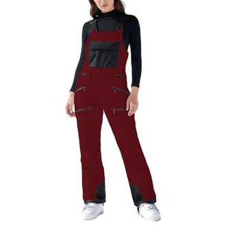 Generic Pantalon de ski pour femme - Imperm&eacute;able - Chaud - Coupe-vent - Bretelles r&eacute;glables, Rouge, XXL