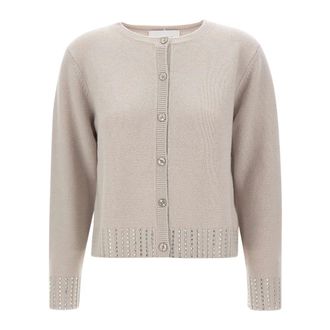 Kaos Kaos - Cardigan en Laine Orn&eacute; de Strass - Femme - Pulls - Beige - Taille: 44 FR