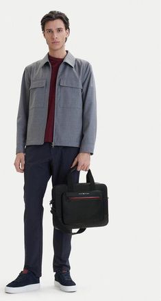 Tommy Hilfiger Laptoptasche Th Foundation Computer Bag AM0AM14158 Schwarz