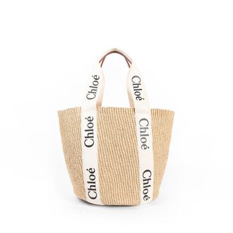 Chlo&eacute; Woody Raffia Tote Bag