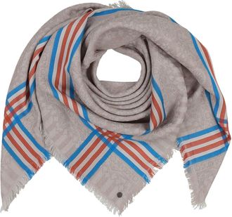 Fraas Halstuch Damen - Tuch mit Highlight-Streifen - 120 x 120 cm - leichte Baumwollmischung