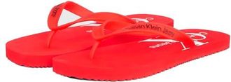 Calvin Klein Pantoufles de chaise de plage en TPU pour homme, Rouge ardent/blanc vif, 10 US