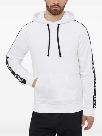 HUGO BOSS hoodie à bande logo - Blanc