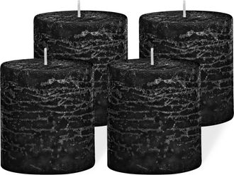 Brandsseller 4er Set Stumpenkerzen 7x7,5 cm - durchgefärbt & aus Paraffin - rustikale Kerzen mit langer Brenndauer - Dekokerzen für Tischdeko, Weihnachten & Feste 