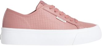 Calvin Klein Damen Vulc Flatf Lace Up Text LTH Hw0hw02972 Low Top, Purple (Blush), 40 EU