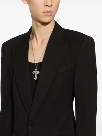 Dolce & Gabbana 18kt Cross Gelb- und Weißgoldanhänger mit Smaragd und Diamanten - Silber