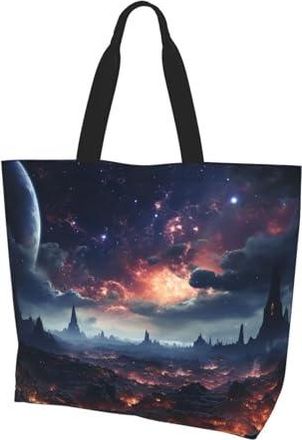 Generic &Eacute;toiles Spatiales Sac A Main Femmes D&eacute;contract&eacute; Sacs De Courses Pliable Sac Fourre Tout Pour Travail Shopping Quotidienne