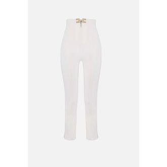 Elisabetta Franchi Femme, Pantalons, Blanc, Taille: 38 FR Cropped Pantalons