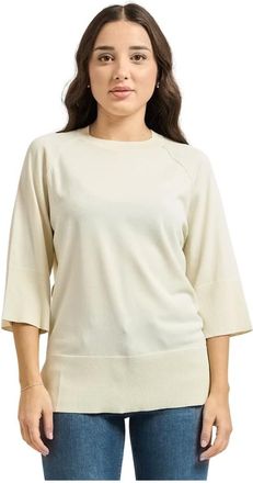 iBlues Femme, Blouses et Chemises, Beige, Taille: 42 FR Pull &agrave; Manches 3/4 avec Fente Lat&eacute;rale