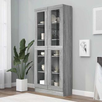 vidaXL Vitrinenschrank Grau Sonoma 82,5x30,5x185,5 cm Holzwerkstoff Vidaxl