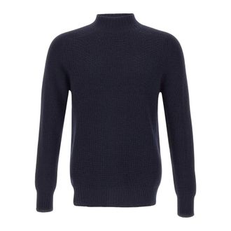 Gran Sasso Pullover mit Rollkragen und breitem Rippstrick - - Knitwear - Herren - Blau - M