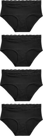 Next Femme Culotte mi-Haute en Dentelle, Lot de 4 Noir 38