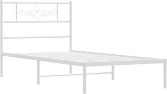 vidaXL Bettgestell mit Kopfteil Metall Wei&szlig; 90x190 cm Vidaxl