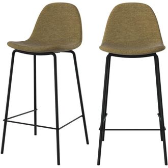 Rendez-Vous D&eacute;co Rendez-vous D&eacute;co - Lot de 2 chaises pour &icirc;lot central en tissu vert kaki 65,5 cm - henrik