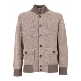 Ballantyne Bomber Cardigan - - Knitwear - Herren - Beige - XL