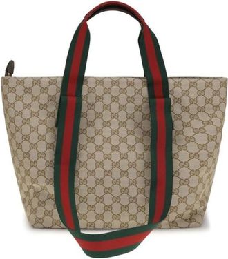 Gucci GG Supreme Canvas Tote mit Web-Streifen - - Bags - Herren - Beige - ONE SIZE