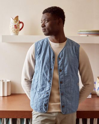Faguo Veste sans manches coton denim clair