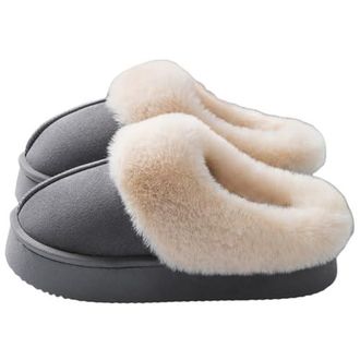 Generic Pantoufles pelucheuses pour femme, pantoufles moelleuses et confortables en mousse &agrave; m&eacute;moire de forme, chaussures dhiver chaudes et antid&eacute;rapantes pou