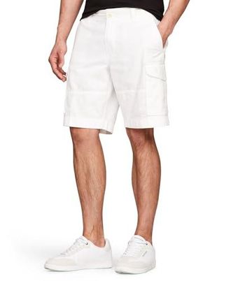 Tommy Hilfiger Short cargo en coton extensible 6 poches pour homme, Blanc brillant, 38 Big
