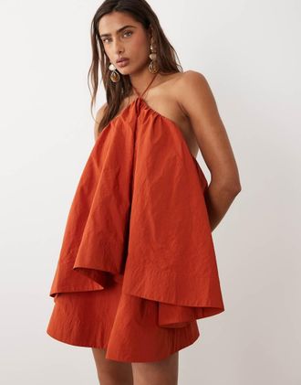Asos Robe trap&egrave;ze courte &agrave; dos nu - Rouille-multicolore