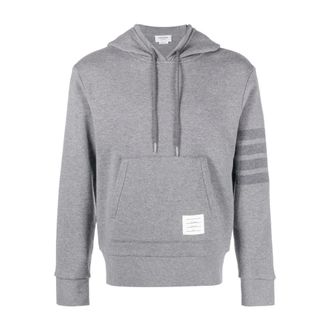 Thom Browne Homme, Sweatshirts et sweats &agrave; capuche, Gris, Taille: S SweaT-shirt Gris &agrave; Patch Logo et D&eacute;tails Ray&eacute;s