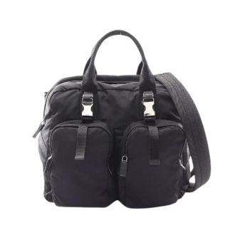 Prada Sac Boston en nylon et cuir Saffiano Pre-owned - unisex - Pre-owned - Noir - Taille: ONE Size