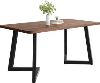 Generic Rechteckiger Esstisch 117x68 cm f&uuml;r 4 Personen K&uuml;chentisch mit Metallbeinen Kaffee-Freizeittisch Gestell aus Metall f&uuml;r Esszimmer Wohnzimmer Schwarz +