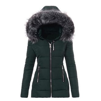 Generic Doudoune Femme Mi-Longue Blouson Mi-Longue Parka Femme Manteau D&eacute;contract&eacute;e avec Capuche Doudoune R&eacute;sistant Classique Veste Matelass&eacute;e pour Le Camping