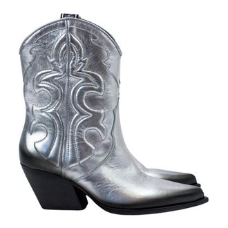 Elena Iachi Silberne Leder-Cowboystiefel - - Shoes - Damen - Grau - 37 EU