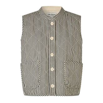Lollys Laundry Gilet matelass&eacute; &agrave; rayures classiques - Femme - Vestes - Noir - Taille: 40 FR