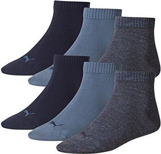 Puma 6 pair Sneaker Quarter Socks Unisex Mens & Ladies In 3 Colours, Farben:460 denim blue, Socken & Strümpfe:43-46