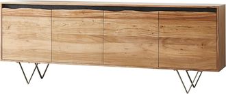 DELIFE Kommode Stonegrace Natur 200x45x75 cm Akazie 4 T&uuml;ren Baumkante