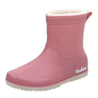 Generico Richymfa Bottes de pluie pour femme, antid&eacute;rapantes, l&eacute;g&egrave;res, avec poils, coupe-vent, moyen, hauteur, bottines, couleur unie, de travail, bottines, de
