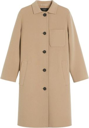 Max Mara Femme, Manteaux, Brun, Taille: 38 FR Manteau long en laine pure cousu main