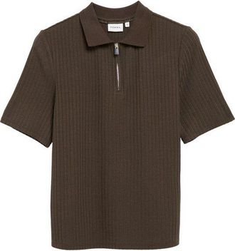 Comma Kurzarmshirt T-Shirt Poloshirt mit Zipper