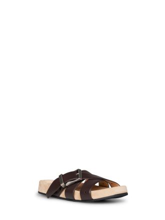 Balenciaga Mens Belt Mules Black Calf Leather Calfskin Sandal