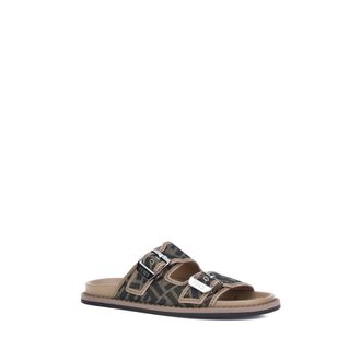 Fendi Mens Brown Calf Leather Bos Taurus Flat Sandals