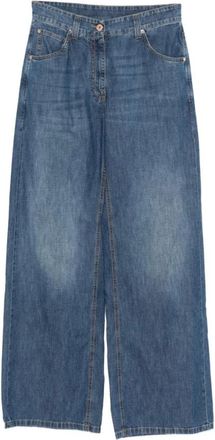 Brunello Cucinelli Femme, Jeans, Bleu, Taille: 40 FR Wide Leg Jeans
