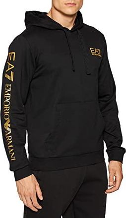 Emporio Armani EA7 8NPM18 PJ05Z Sweat &agrave; capuche pour homme, Noir / Logo Or, XL
