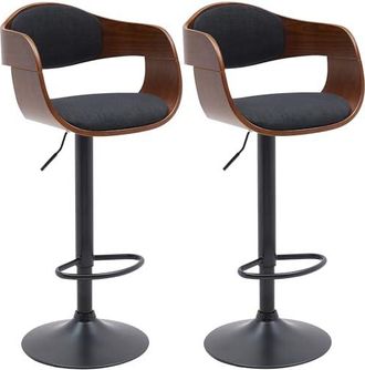 Clp Tabouret de Bar Kingston, Set de 2 tabourets avec Dossier, chaises de Bar rembourr&eacute;es en Similicuir ou en Tissu, r&eacute;glables en Hauteur, Couleur:Noyer/N