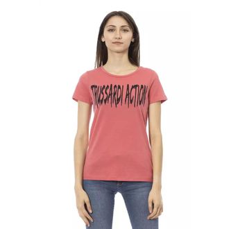 Trussardi Femme, Tops, Rose, Taille: 38 FR Action Cotton T-Shirt