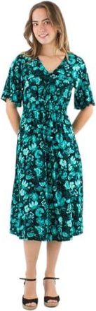 Coline Robe mi Longue imprimé printanier - Couleur : Noir - Taille : L