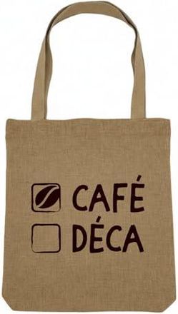 Fabulous Sac Shopping Tote Bag Aspect Lin - Caf&eacute; Oui D&eacute;ca Non Boisson Matin Petit D&eacute;jeuner - Sac de Courses Toile Epaisse 360g Beige Naturel Cabas Port&eacute; Epaule
