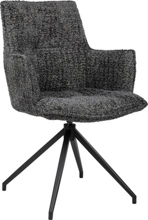 Novel Armlehnstuhl, Schwarz, Dunkelblau, Metall, Textil, Drehkreuz, 59x89.5x63 cm, Sitzfl&auml;che 360&deg; drehbar, automatische R&uuml;ckholfunktion, Esszimmer, St&uuml;hle,