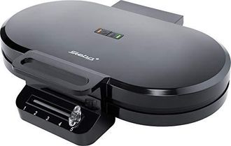 Steba Gaufrier double pour 2 x 5 gaufres en forme de coeur, 15,5 cm de diam&egrave;tre, cuisson faible en gras gr&acirc;ce au rev&ecirc;tement antiadh&eacute;sif, poign&eacute;e isol&eacute;e ther