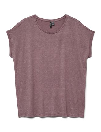 Vero Moda Damen Vmlava Glitter Ss Top Stripe Ga JRS Noos, Rose Brown, Small
